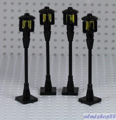 LEGO - 4x Black Street Lamp - Minifigure Home Furniture Road Floor City ...