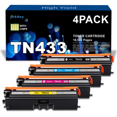 TN433 Toner Cartridge 4-Pack High Yield Replacement for Brother TN431 ...