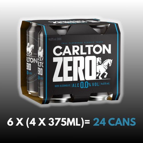 Carlton Zero, Non-Alcoholic Beer, Crisp & Clean Finish, 0% ABV, 375mL ...