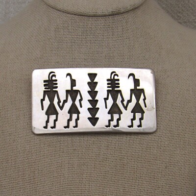 Sterling Silver Rectangle Yei Pin + | eBay UK