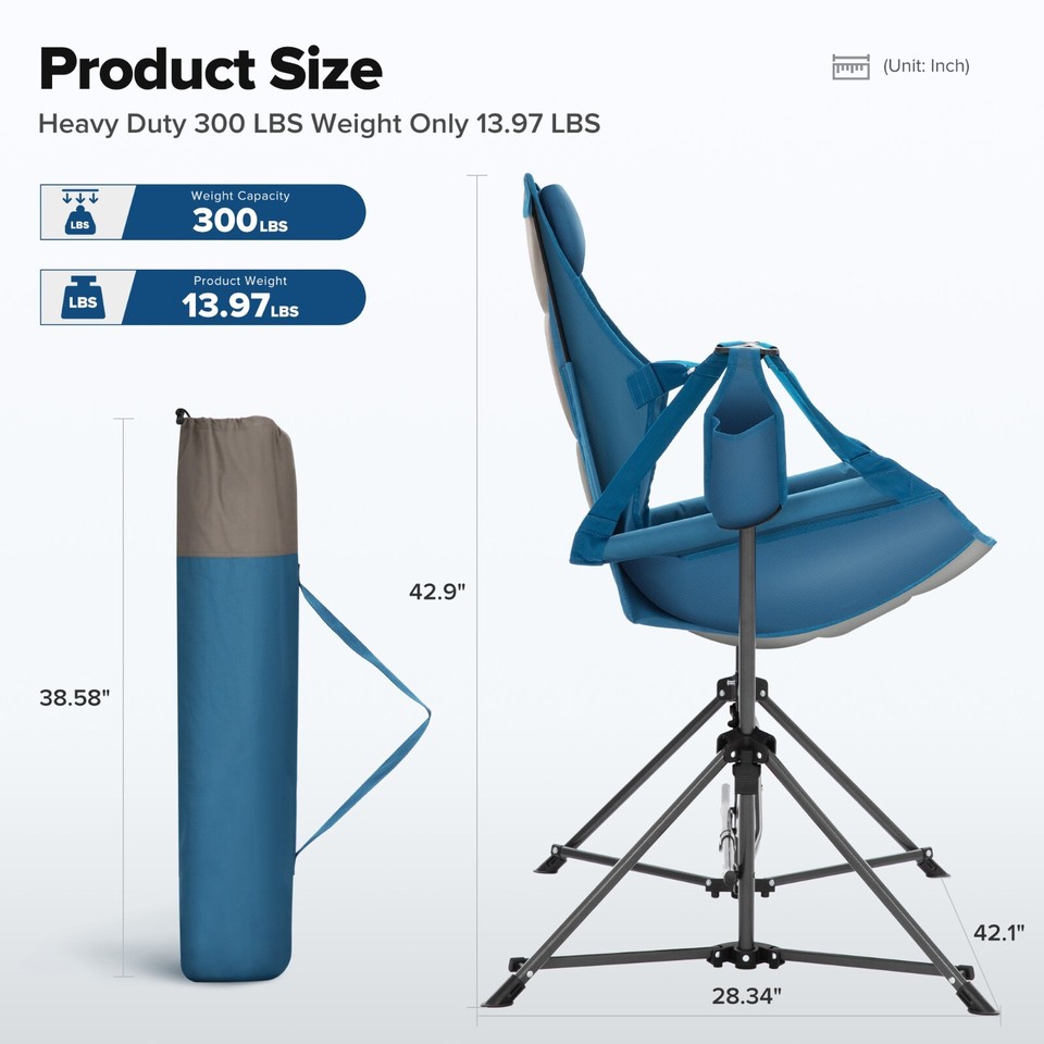 Hammock Camping Chair Portable Swing Chair with Stand Heavy Duty ...