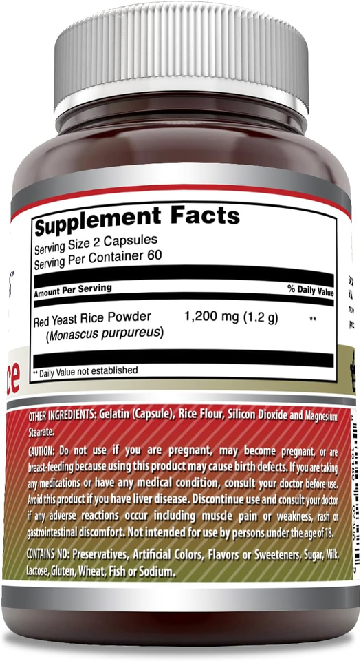 Amazing Formulas Red Yeast Rice 1200Mg Capsules Supplement, Non-Gmo ...