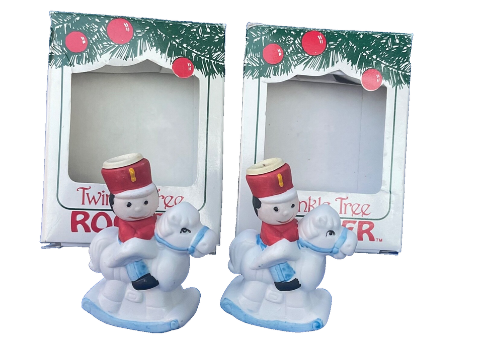 2 Pc. JASCO Twinkle Tree Rocker Soldier Dressed in Red Riding White ...