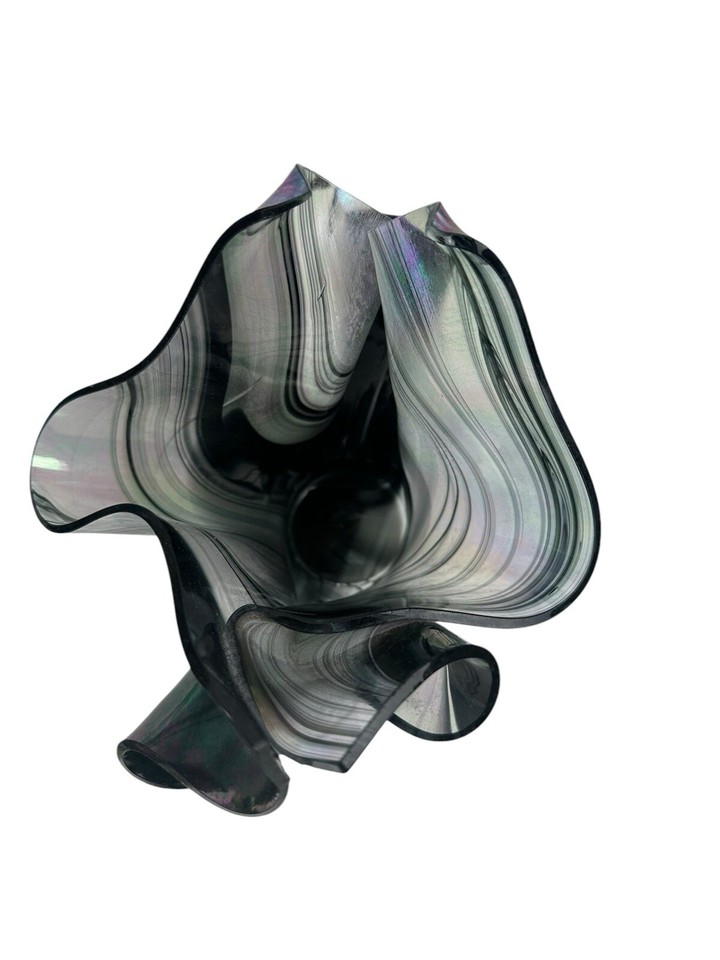 Vintage Tony Serviente Iridescent Blown Art Glass Signed Handkerchief ...