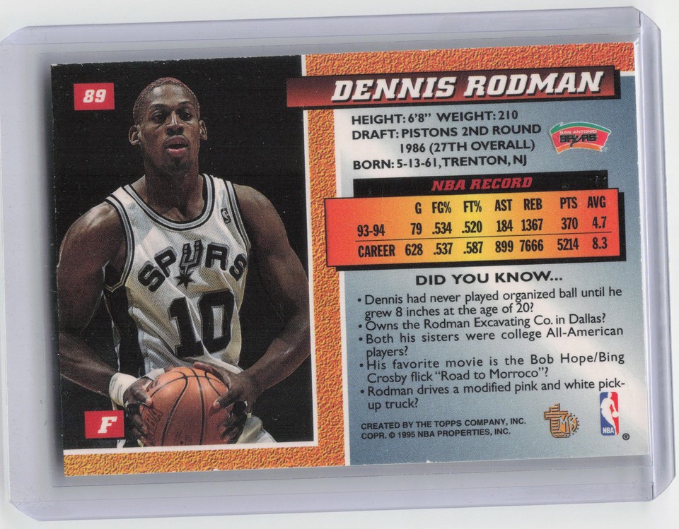1994-95 Topps Embossed #89 Dennis Rodman Golden Idols | eBay