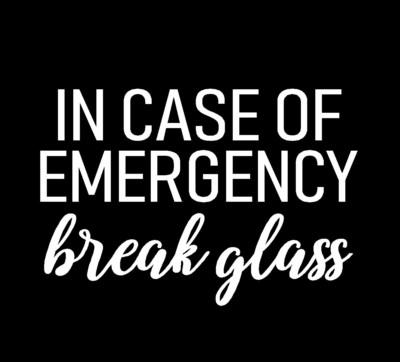 IN CASE OF EMERGENCY BREAK GLASS Sticker Decal Gift Birthday Shadow Box ...