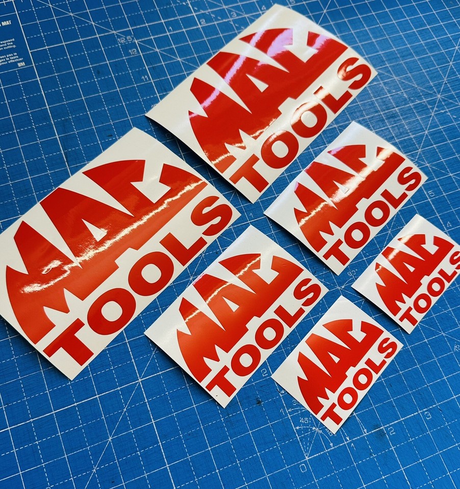 6 x Mechanics Mac Tools ToolBox Chest Drawer Vinyl Decal Stickers Red ...