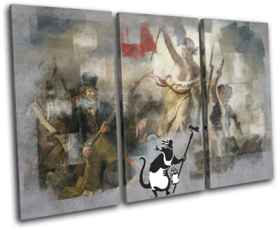 La Liberte Banksy Painter Urban TREBLE CANVAS WALL ART Picture Print | eBay