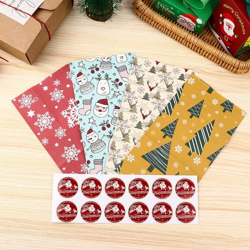 Xmas Decoration Supplies Christmas Gift Pocket Cookies Bag Kraft Paper ...