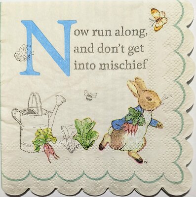 TWO Individual Paper Cocktail Decoupage Napkins - 1816 Peter Rabbit ...