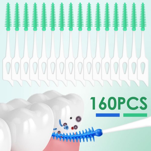 160Pcs Interdental Brush Toothpick Soft Silicone Tooth Picks Dental ...