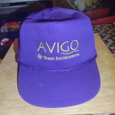 Vtg 90's Texas Instruments AVIGO Purple Snapback Hat Hipster Nerd Cap ...