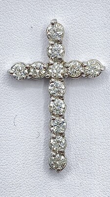 2.00 ct DIAMOND cross pendant 14k white GOLD 1.30 inch tall (VIDEO) | eBay