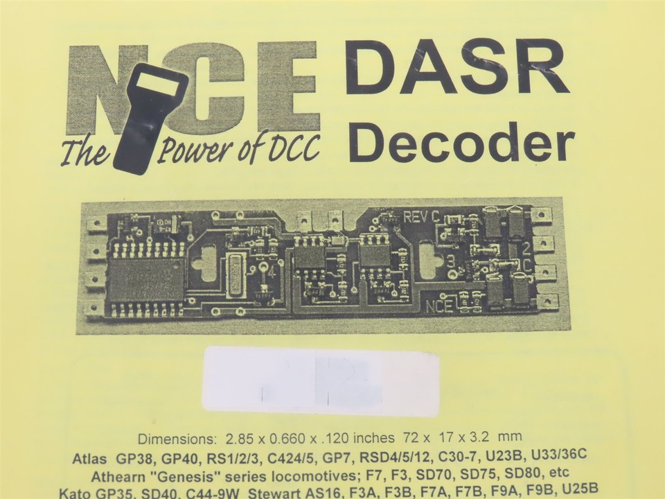 NCE DASR Digital DCC Mobile Decoder for HO Scale Atlas, Athearn Genesis ...