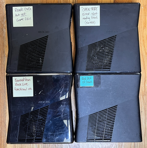 Lot of 4 BROKEN Defective Microsoft Xbox 360 S Slim Consoles - For ...
