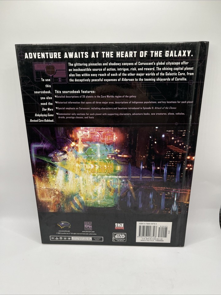 Star Wars Coruscant and the Core Worlds Wizards Coast d20 RPG hardcover ...