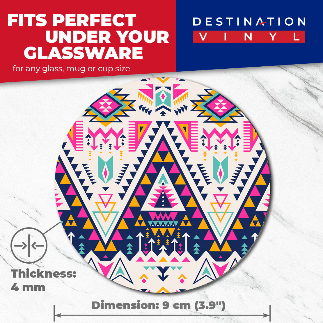 2 x Coasters - Aztec Pink Tribal Ethnic Pattern Home Gift #14680 | eBay UK