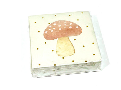 CBE PAPERIE 40 COCKTAIL NAPKINS PINK MUSHROOM GOLD FOIL | eBay