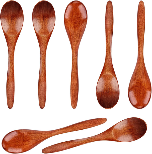 7Pcs Small Wooden Spoons, 5.7 Inch Smooth Wooden Spoons for Eating ...