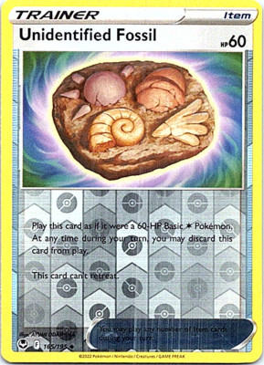 Unidentified Fossil 165/195 Pokemon Silver Tempest Reverse Holo Light ...