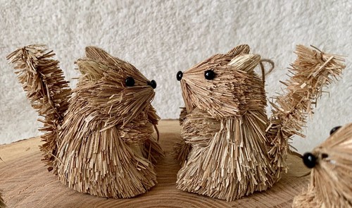 Squirrel 3" Woodland Bushy Bristle Brushed Straw Crafts Decor Lot Of 4 ...
