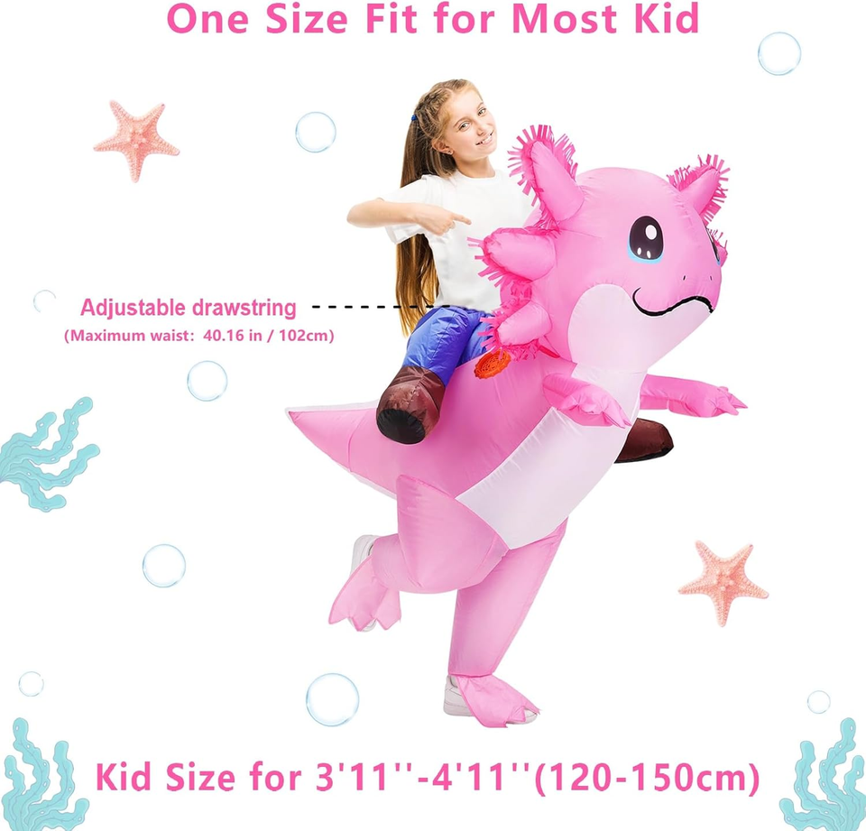 Inflatable Axolotl Costume for Kids Halloween Costumes Kid Blow up ...
