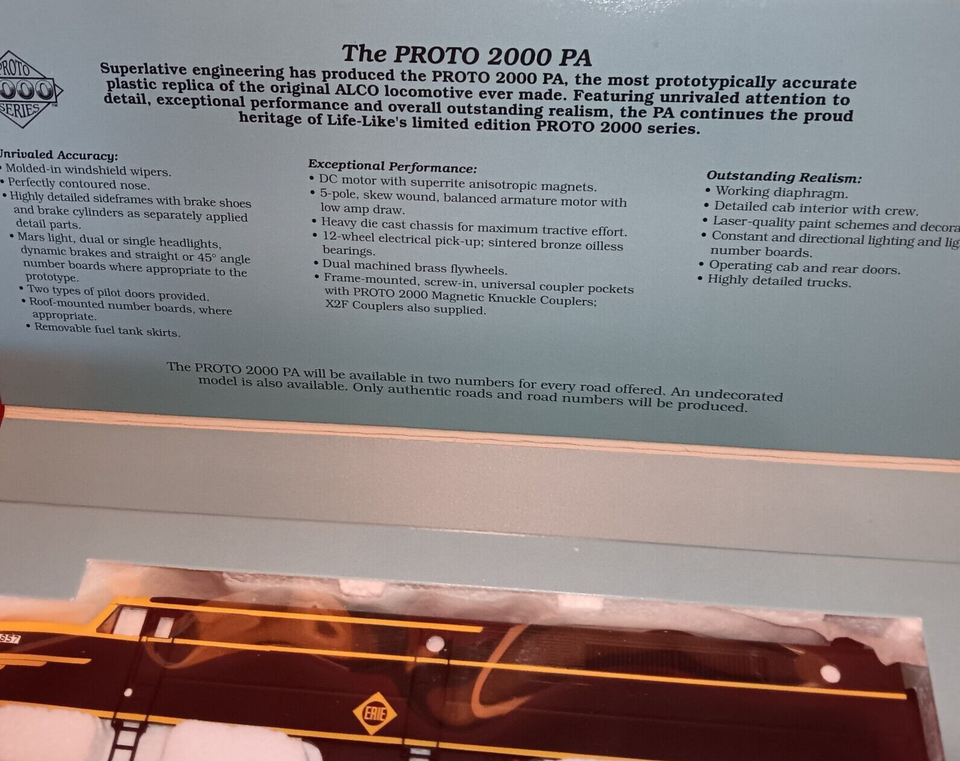 Proto 2000 Series PA Locomotive 21661 Erie #857 Brand New Please Read ...