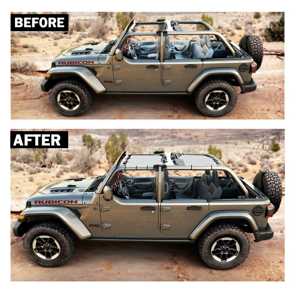2pcs SunShade Mesh Roof Top Cover UV Protection for 2018-2024 Jeep ...
