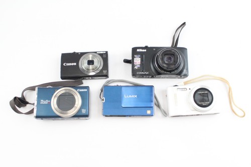 Assorted Digital Compact Cameras Inc Panasonic, Nikon & Canon Job Lot x ...