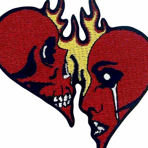 Embroidered punk patches Iron Sew On badge Applique transfers Skeleton ...