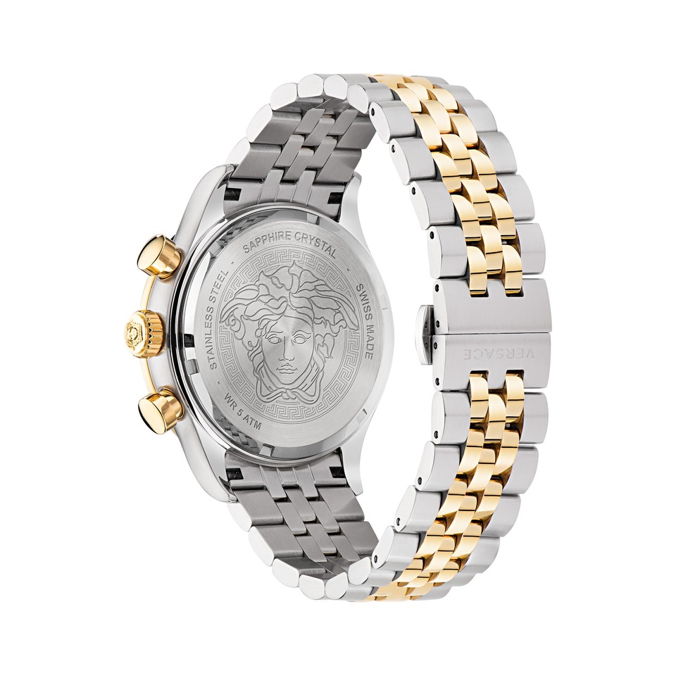 Versace VE2U00422 Hellenyium Chrono white silver gold Steel Men's Watch ...