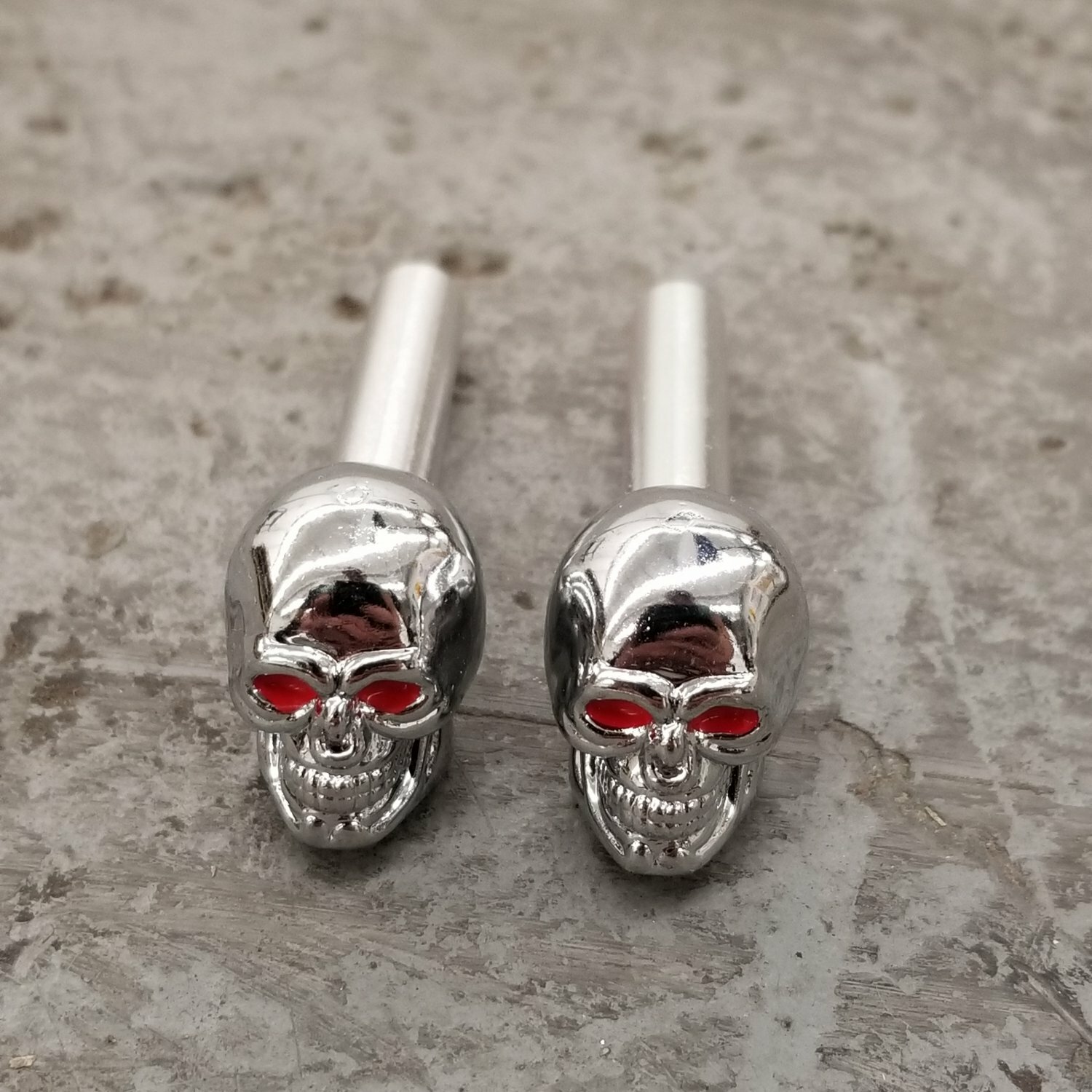 Chrome Skull with Red Eyes 2 Piece Door Locks Plunger Lock Set Kit la ...