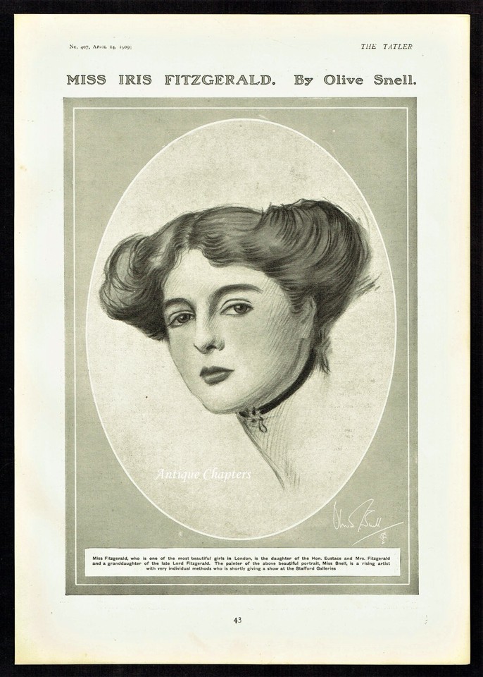 Iris Mary Fitzgerald Sir Digby Lawson 1909 Olive Snell Print Article ...