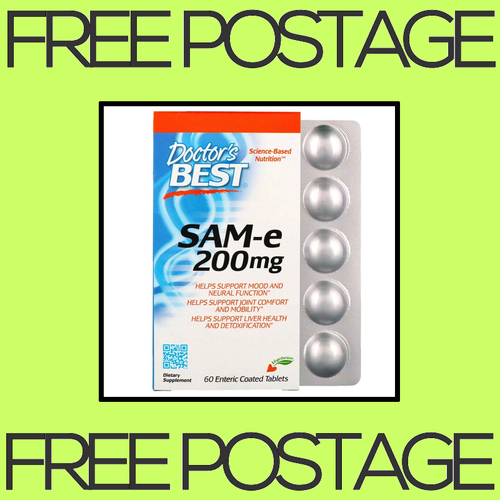NEW Doctor's Best, SAM-e, 200 mg - 60 Enteric Coated Tablets FREE ...