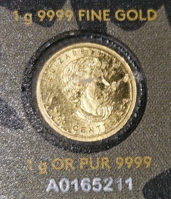 2015 Royal Mint Canadian Maple Leaf 1g Gold Coin! Encased And Serial ...