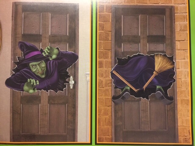 CRASHING WITCH paper Scene Setter HALLOWEEN party prop door decoration ...