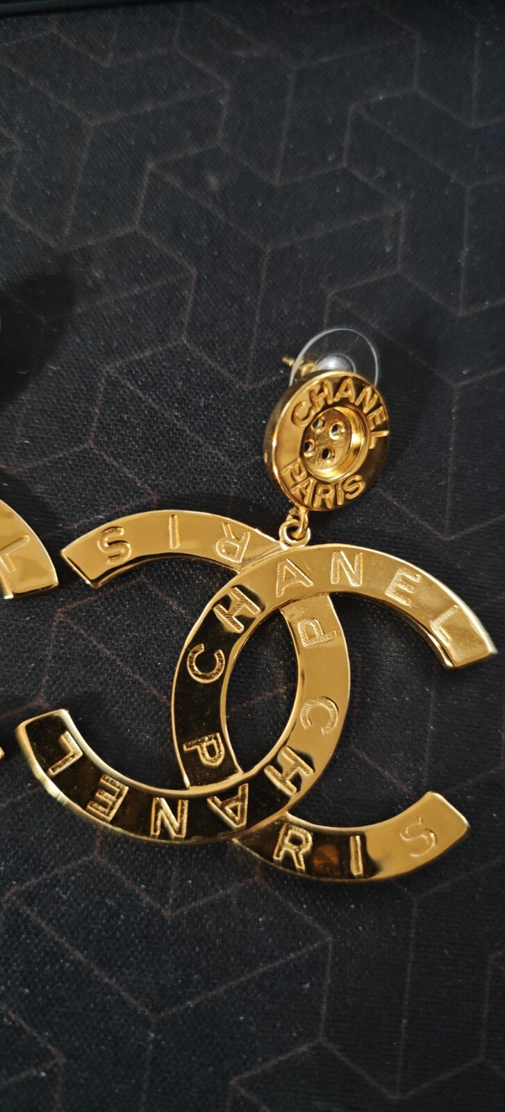 Authentic! CHANEL Paris Button Runway Statement CC Earrings | eBay