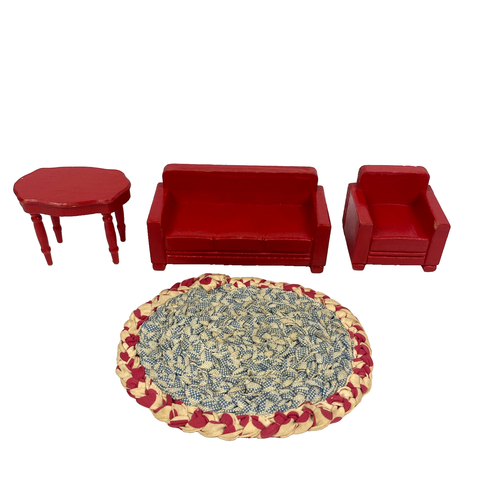 VTG Strombeck Dollhouse Furniture Lot 1930s Red Couch Chair Console ...