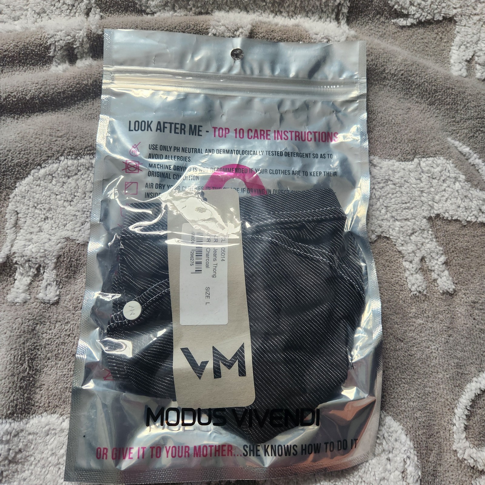 Modus Vivendi Jeans Thong Large 05014 Charcoal | eBay