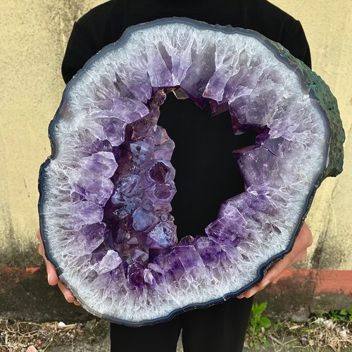 15LB Natural Amethyst geode quartz crystal Hand cut piece specimen ...