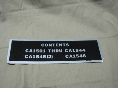 *US military data plate sticker aluminum contents small | eBay