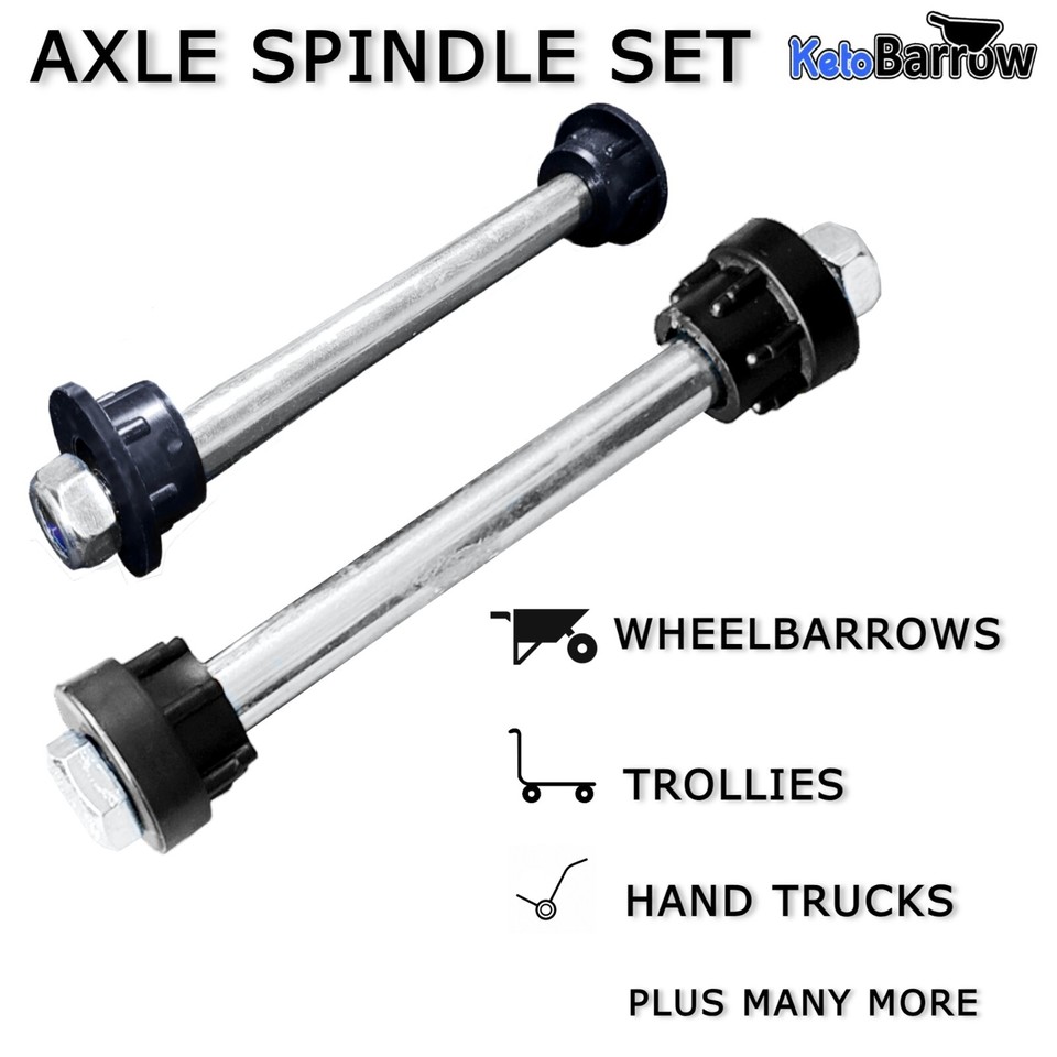WHEELBARROW AXLE / SPINDLE METAL BOLT AND SLEEVE SET TO FIT 1" (25.4MM ...