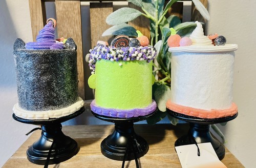 New Candy Corn Lane Mini Candy Cake Trio Set 6” Frankenstein Cat Ghost ...