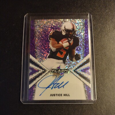 #12/25 Justice Hill Rookie Auto 2019 Leaf Flash Okla St Ravens ...