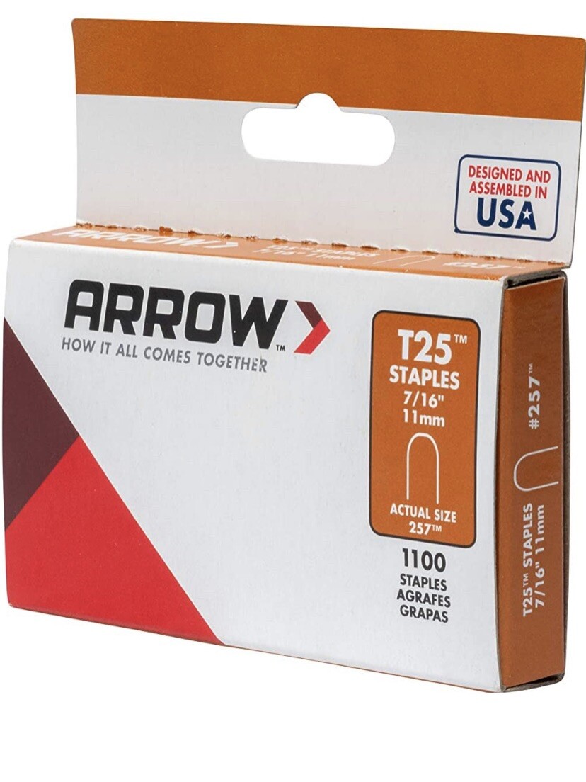 Arrow 259 Genuine T25/T2025 7/16-Inch Staples, 1,100 each pack (4 packs ...