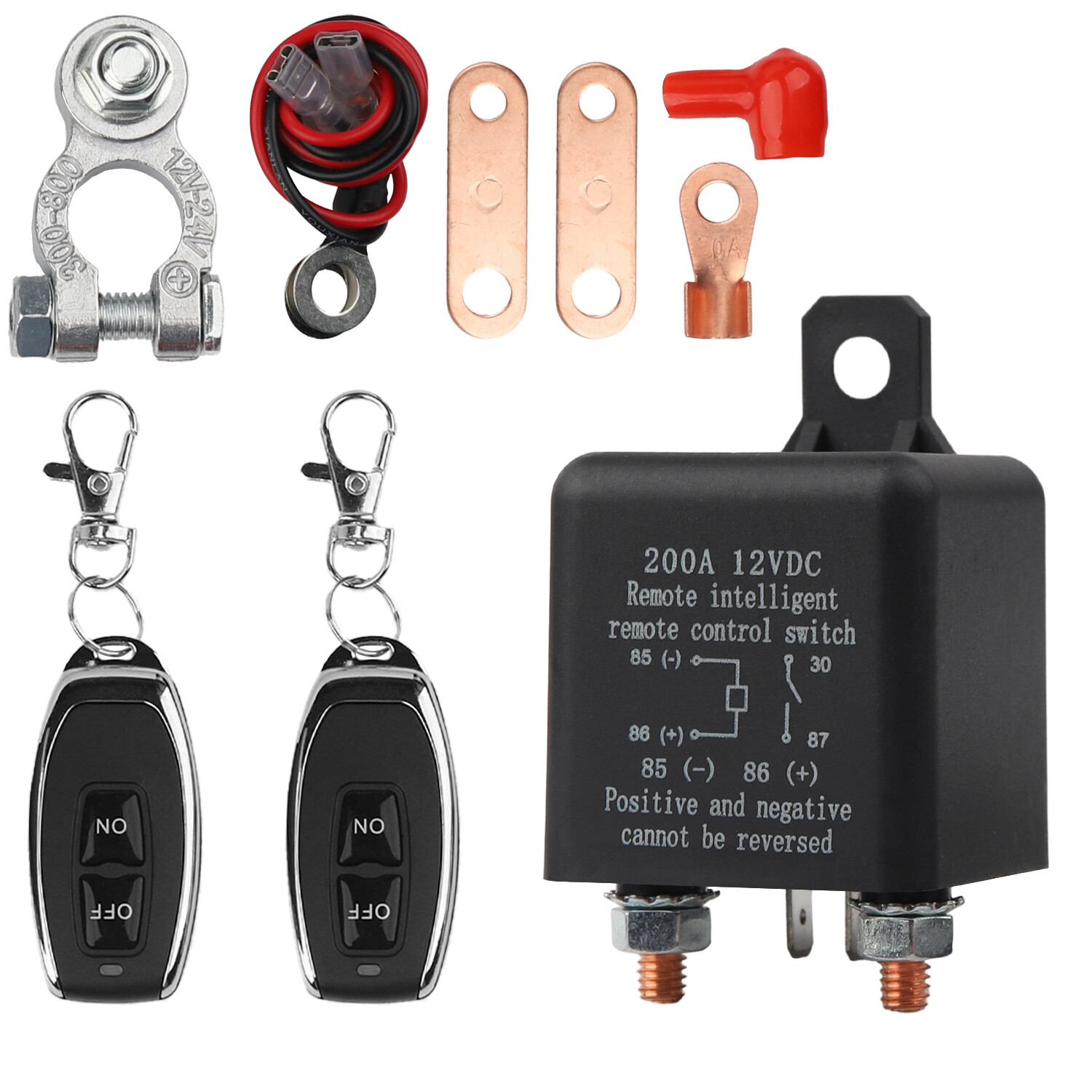 Wireless Dual Remote Car Battery Disconnect Relay Master Kill Cut-off ...