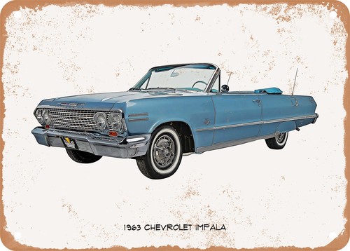 Classic Car Art - 1963 Chevrolet Impala Oil Painting - Rusty Look Metal ...
