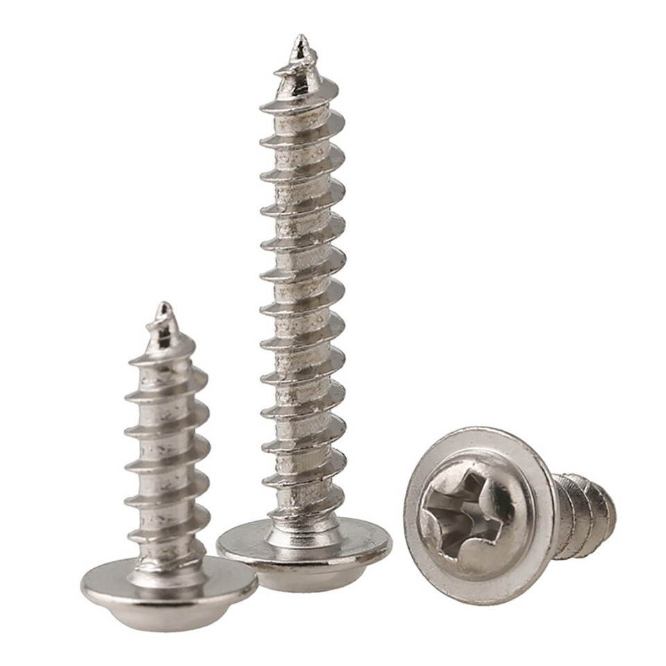 Flanged Head Self Tapping Screws, Pozi Flange Tappers, Nickel Plated M1 ...
