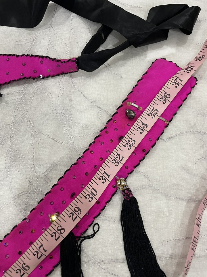 Vintage Handmade Professional 2pc Belly Dance Pink and Black Costume | eBay