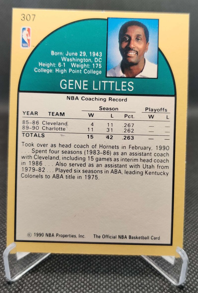 1990-91 NBA Hoops #307 Gene Littles Coach Charlotte Hornets basketball ...
